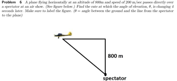 Solved Problem 6 A plane flying horizontally at an altitude | Chegg.com