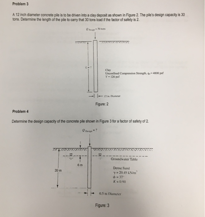 Solved Problem 3 A 12 inch diameter concrete pile is to be | Chegg.com