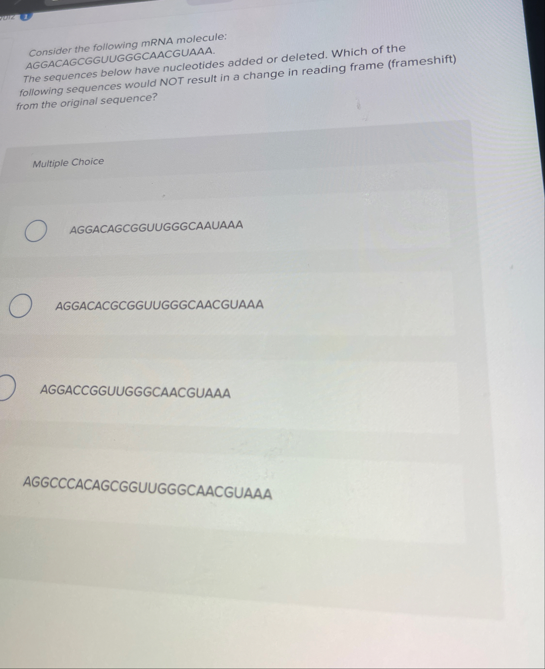 Solved Consider the following mRNA | Chegg.com