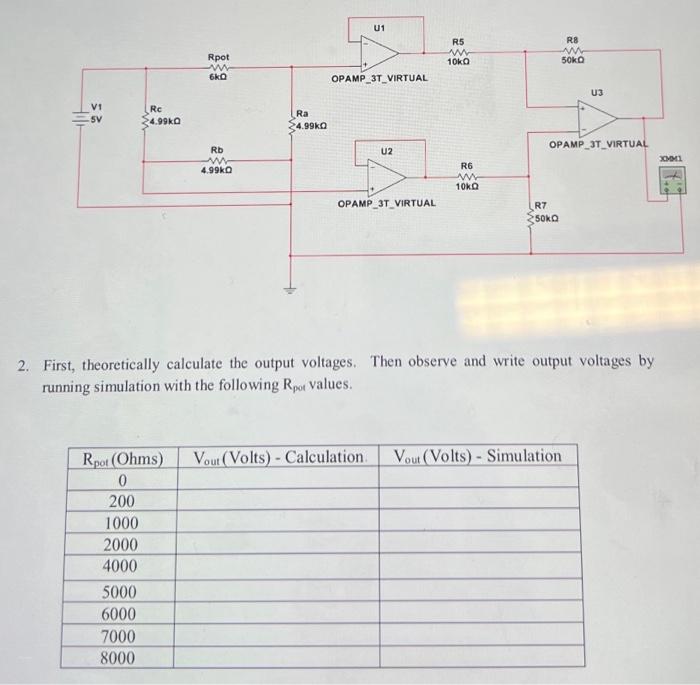 Solved 5V Rc 4.99kQ Rpot (Ohms) 0 200 1000 2000 4000 5000 | Chegg.com
