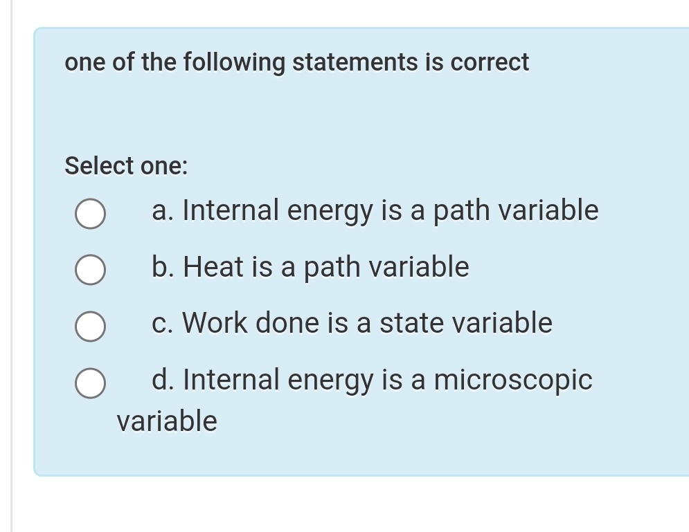 Solved one of the following statements is correctSelect | Chegg.com