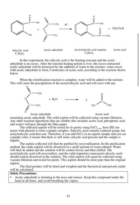 Solved LAB: Synthesis of Aspirin (acetylsalicylic acid) via | Chegg.com