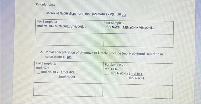 A. Preparation of the NaOH buret 1. Add to the buret, | Chegg.com