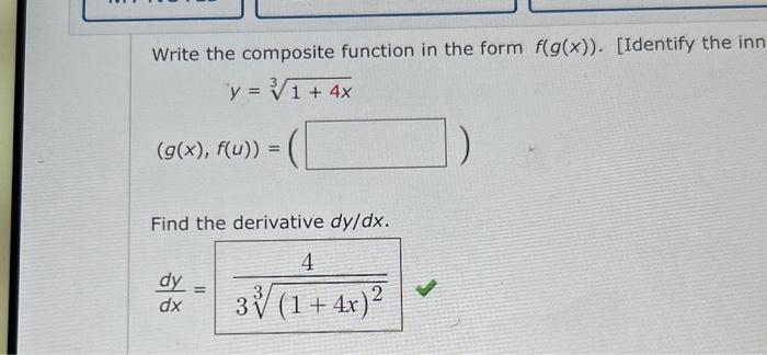 Solved Write the composite function in the form f(g(x)). | Chegg.com