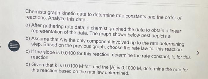 Chemists graph kinetic data to determine rate | Chegg.com
