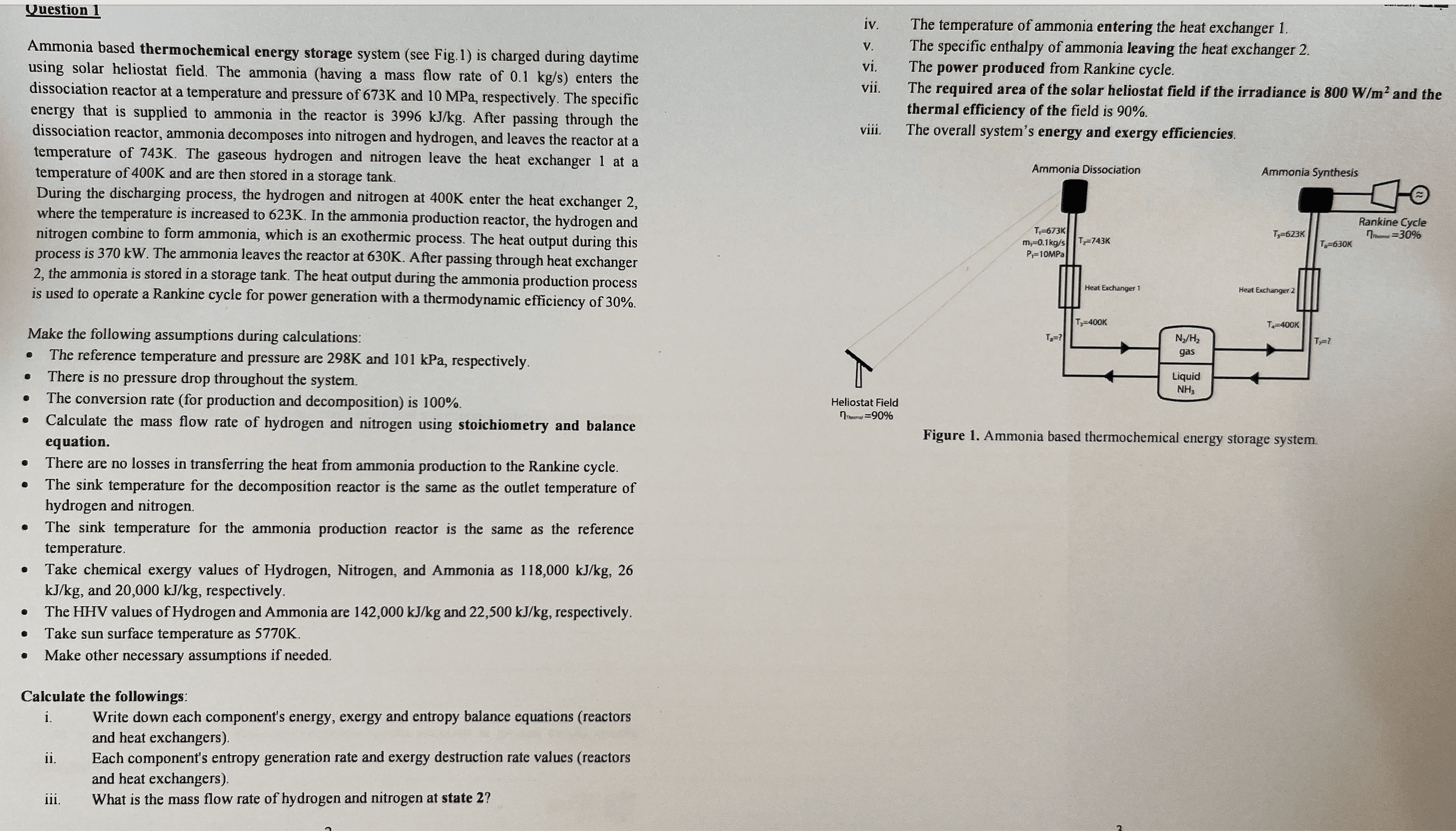 Question 1Ammonia based thermochemical energy storage | Chegg.com