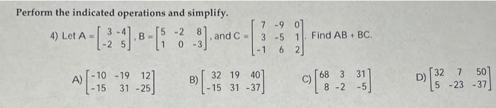Solved Perform the indicated operations and simplify. 4) Let | Chegg.com