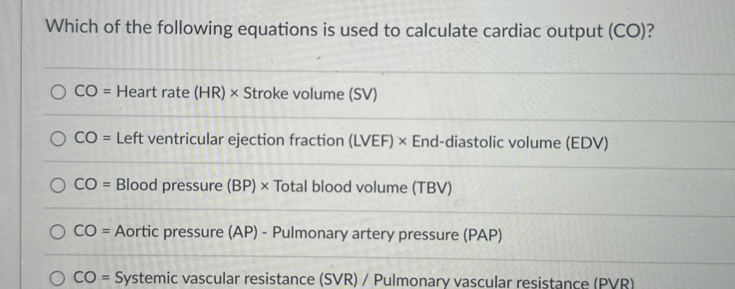 Solved Which of the following equations is used to calculate | Chegg.com
