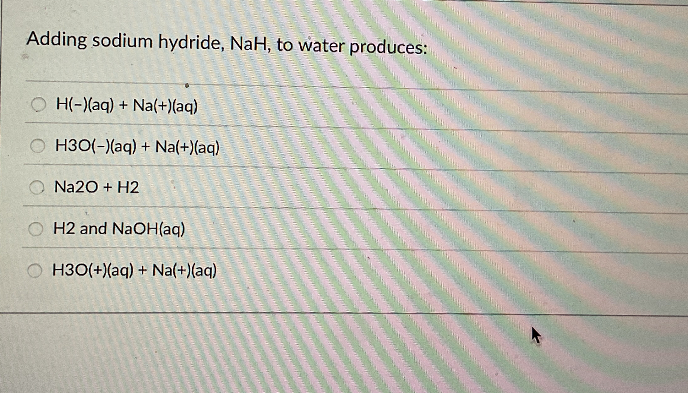 Solved Adding sodium hydride, NaH , ﻿to water | Chegg.com
