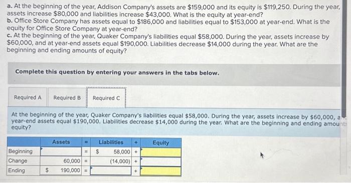 Solved a. At the beginning of the year, Addison Company's | Chegg.com