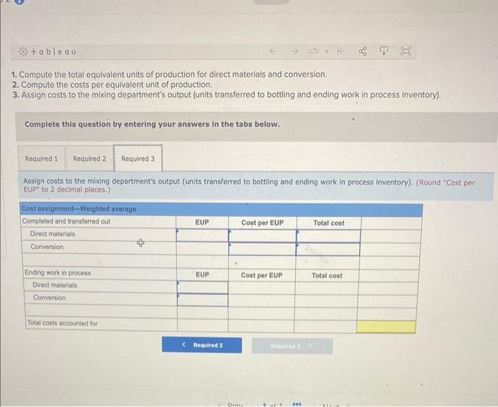 Solved Tableau DA 3-2: Exercise, Computing cost per | Chegg.com