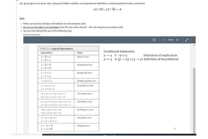 Solved (A∩B)∪(A∩Bˉ)=A. Nate - Make sure to show all steps | Chegg.com