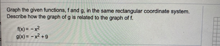 Solved Graph the given functions, fand g, in the same | Chegg.com