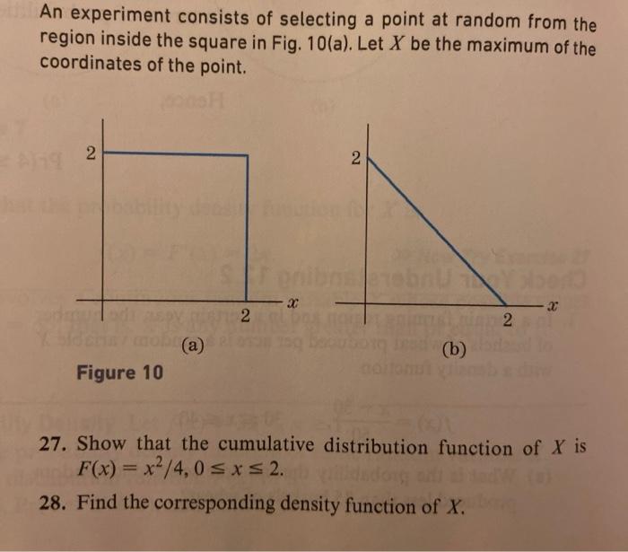Solved An experiment consists of selecting a point at random | Chegg.com