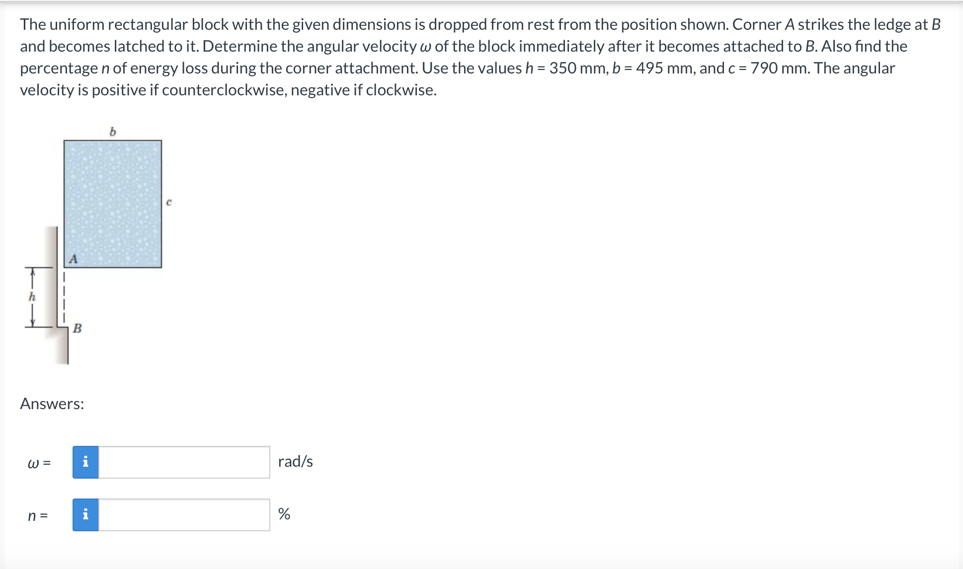 Solved The uniform rectangular block with the given | Chegg.com