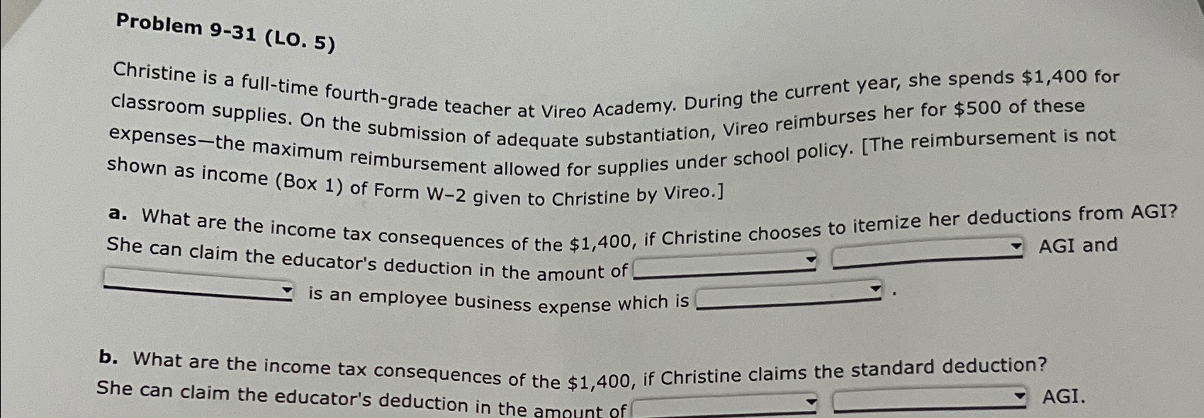 Solved Problem 9-31 (LO. 5)Christine is a full-time | Chegg.com