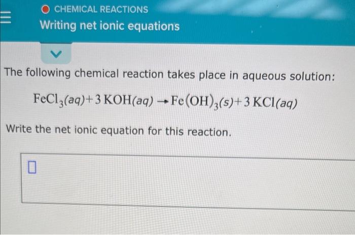 Solved The following chemical reaction takes place in | Chegg.com