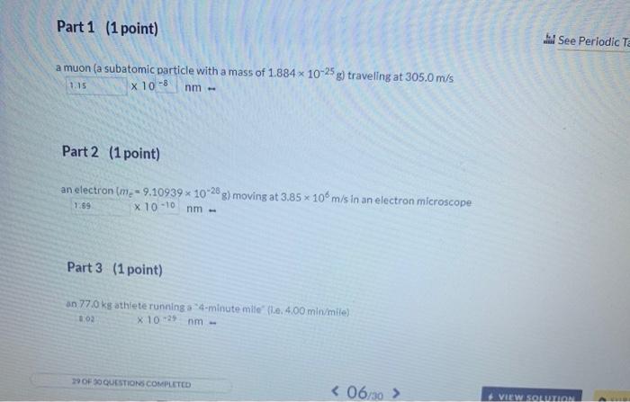 Solved Part 1 (1 point) a muon (a subatomic particle with a | Chegg.com