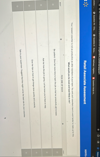 Solved Retail Associate Assessment50msYour newest coworker | Chegg.com