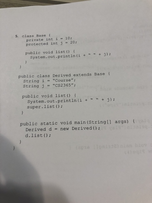 Solved 5 Class Base Private Int I 10 Protected Int J 2236