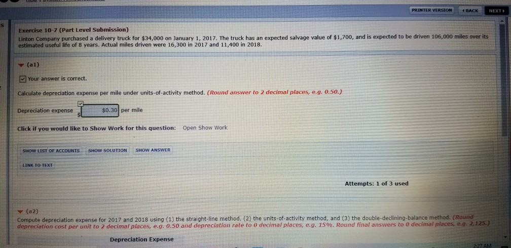 Solved PRINTER VERSION BACK NEXT Exercise 10-7 (Part Level | Chegg.com