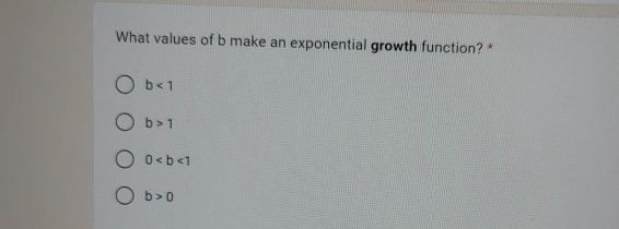 Solved What values of b ﻿make an exponential growth | Chegg.com