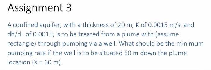 Solved Assignment 3A confined aquifer, with a thickness of | Chegg.com