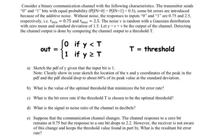 Solved Consider a binary communication channel with the | Chegg.com