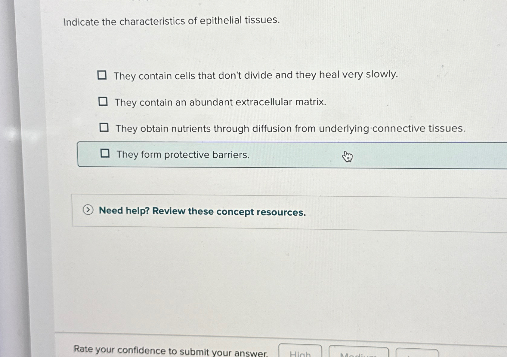 Solved Indicate the characteristics of epithelial | Chegg.com