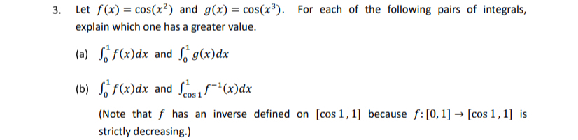 Solved Let f(x)=cos(x2) ﻿and g(x)=cos(x3). ﻿For each of the | Chegg.com