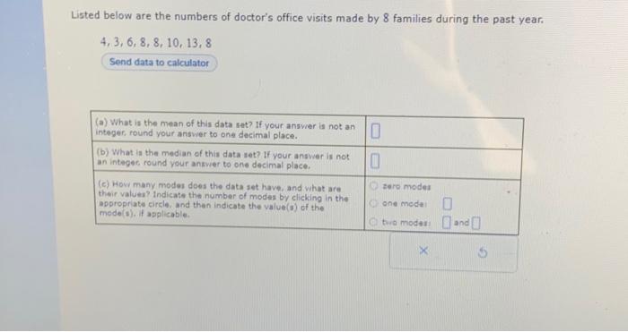 Solved Listed below are the numbers of doctor's office | Chegg.com