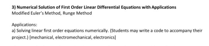 Solved 3) Numerical Solution of First Order Linear | Chegg.com