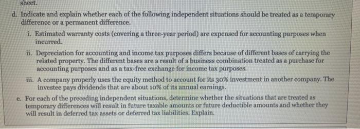 Solved d. Indicate and explain whether each of the following | Chegg.com