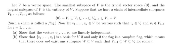 Solved Let V be a vector space. The smallest subspace of V | Chegg.com