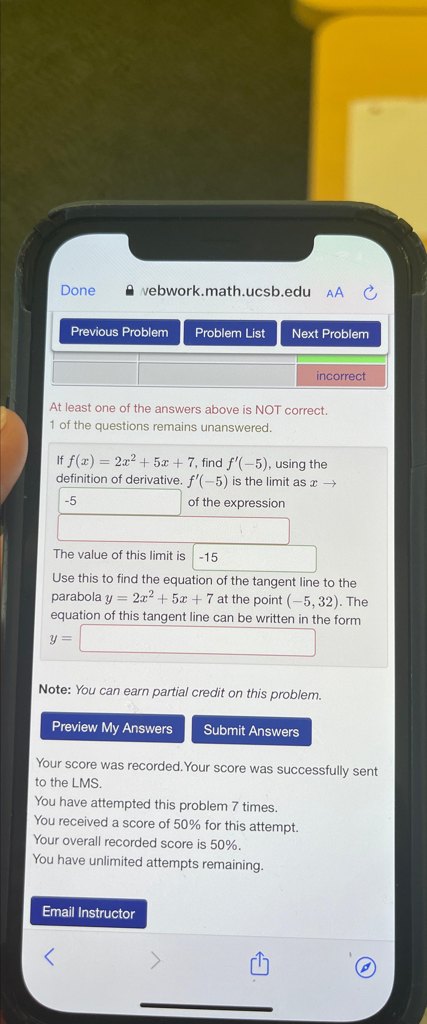 Solved Donevebwork.math.ucsb.eduAAincorrectAt least one of | Chegg.com