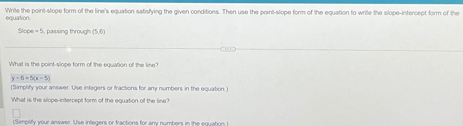 Solved Write the point-slope form of the line's equation | Chegg.com