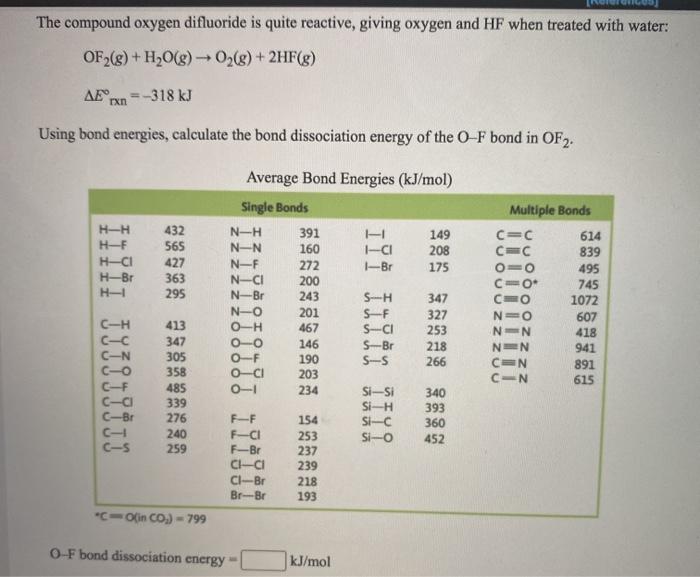 Solved The compound oxygen difluoride is quite reactive, | Chegg.com