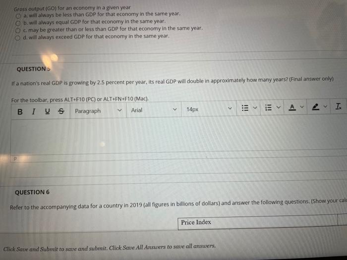 Solved Gross output (GO) for an economy in a given year a. | Chegg.com