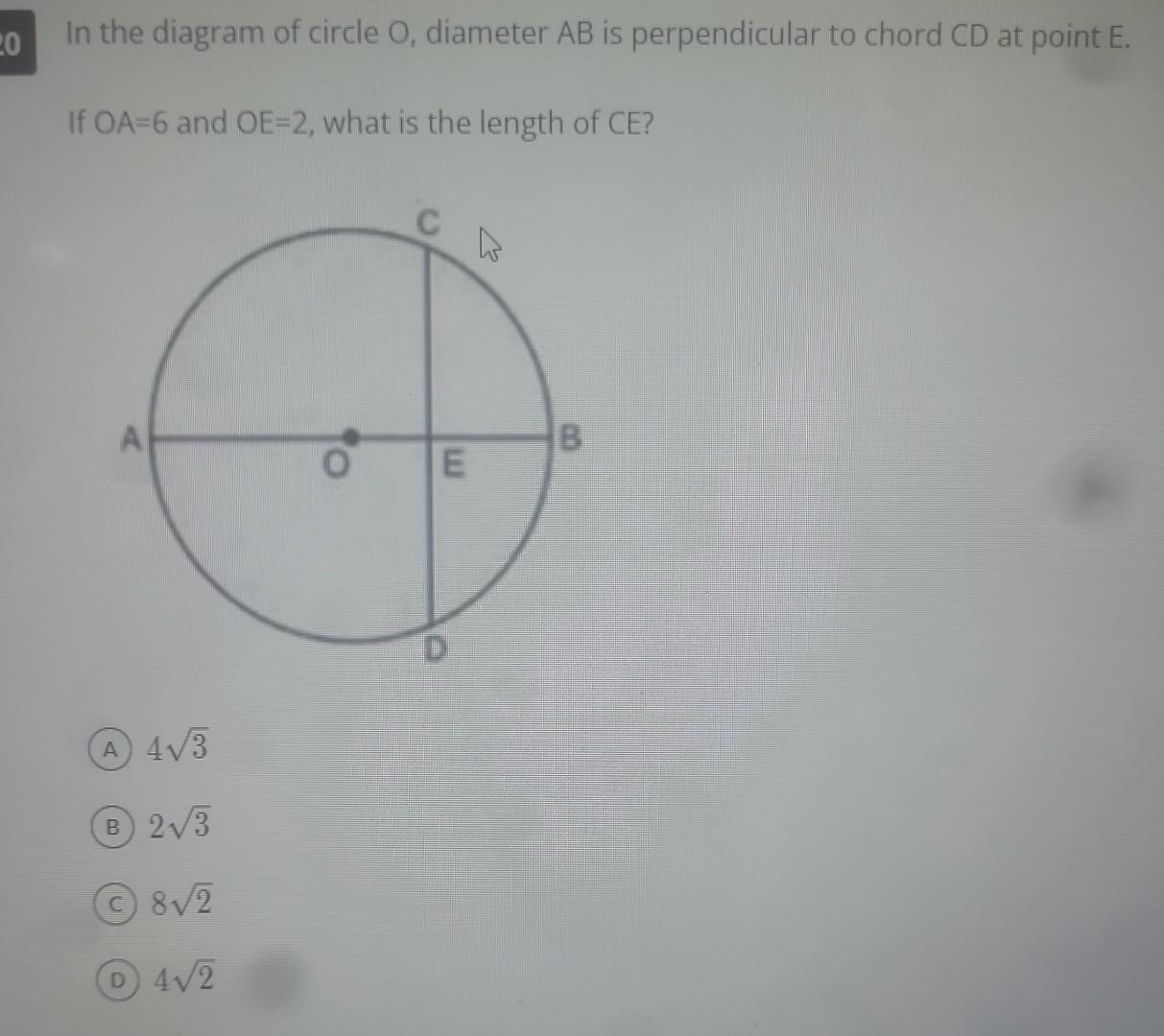 Solved In the diagram of circle O, diameter AB is | Chegg.com