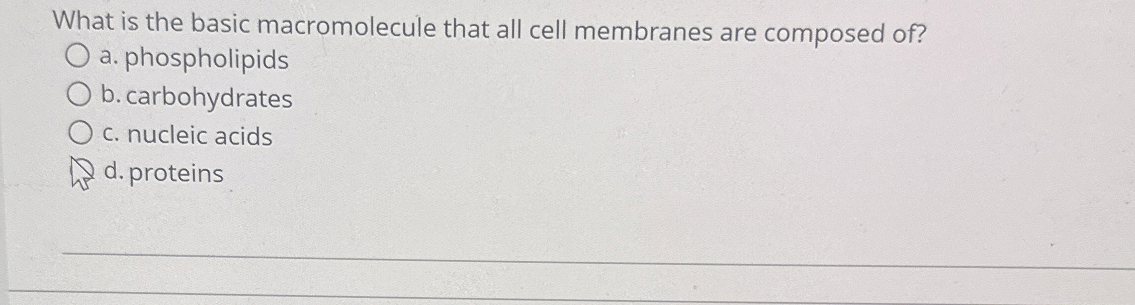 Solved What is the basic macromolecule that all cell | Chegg.com