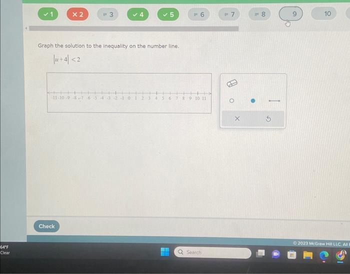 Solved Graph the solution to the inequality on the number | Chegg.com