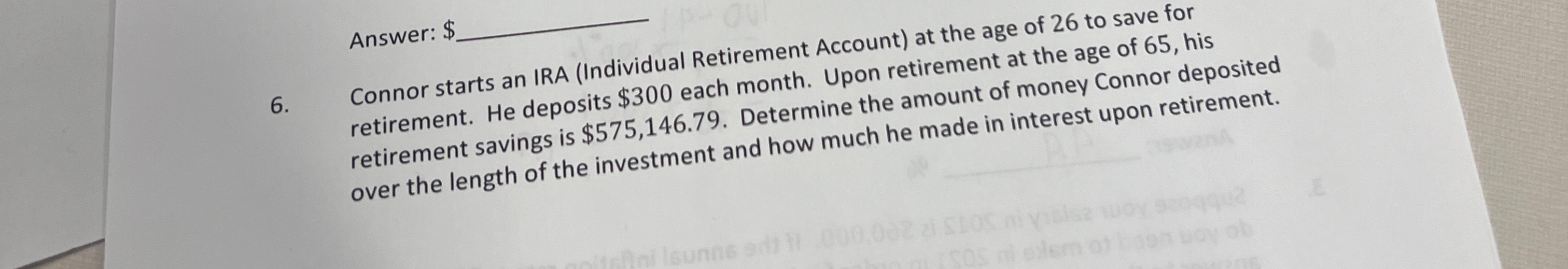 Solved Answer: $6. ﻿Connor starts an IRA (Individual | Chegg.com