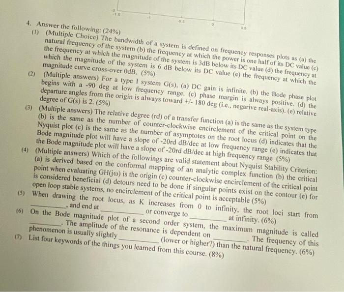 Solved 4. Answer the following: (24%) (1) (Multiple Choice) | Chegg.com