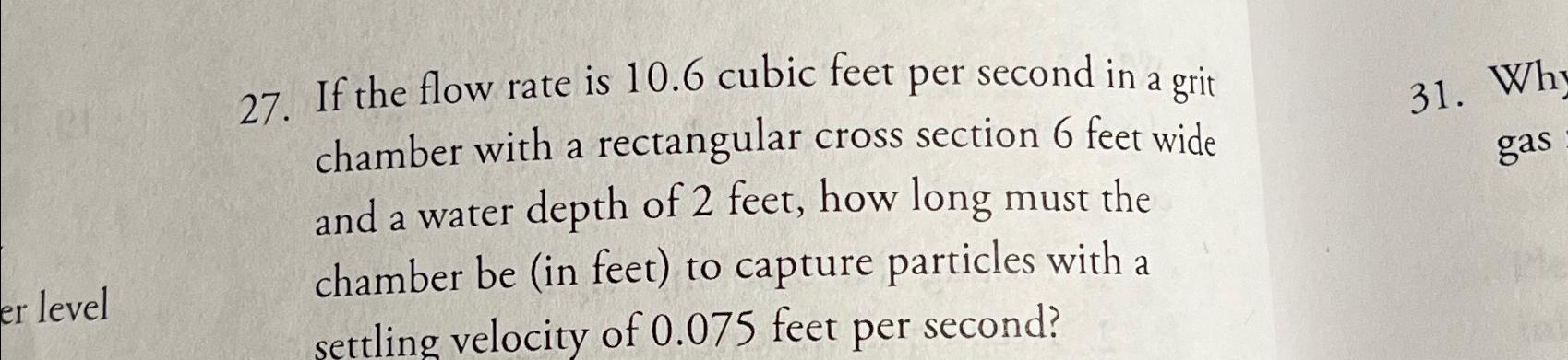 Solved If the flow rate is 10.6 ﻿cubic feet per second in a | Chegg.com