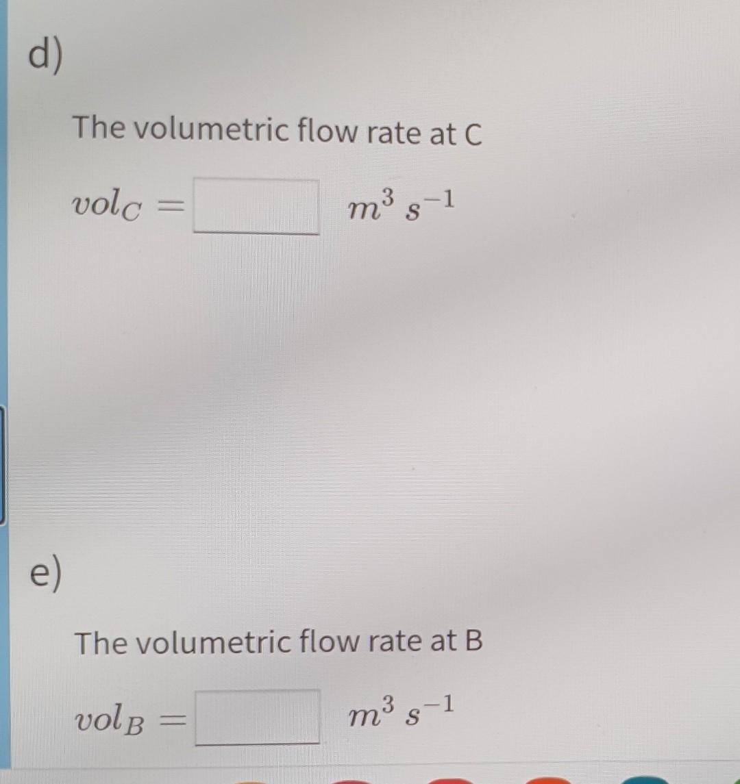 Solved The mass flow rate at A qmA=kgs−1 The velocity of | Chegg.com