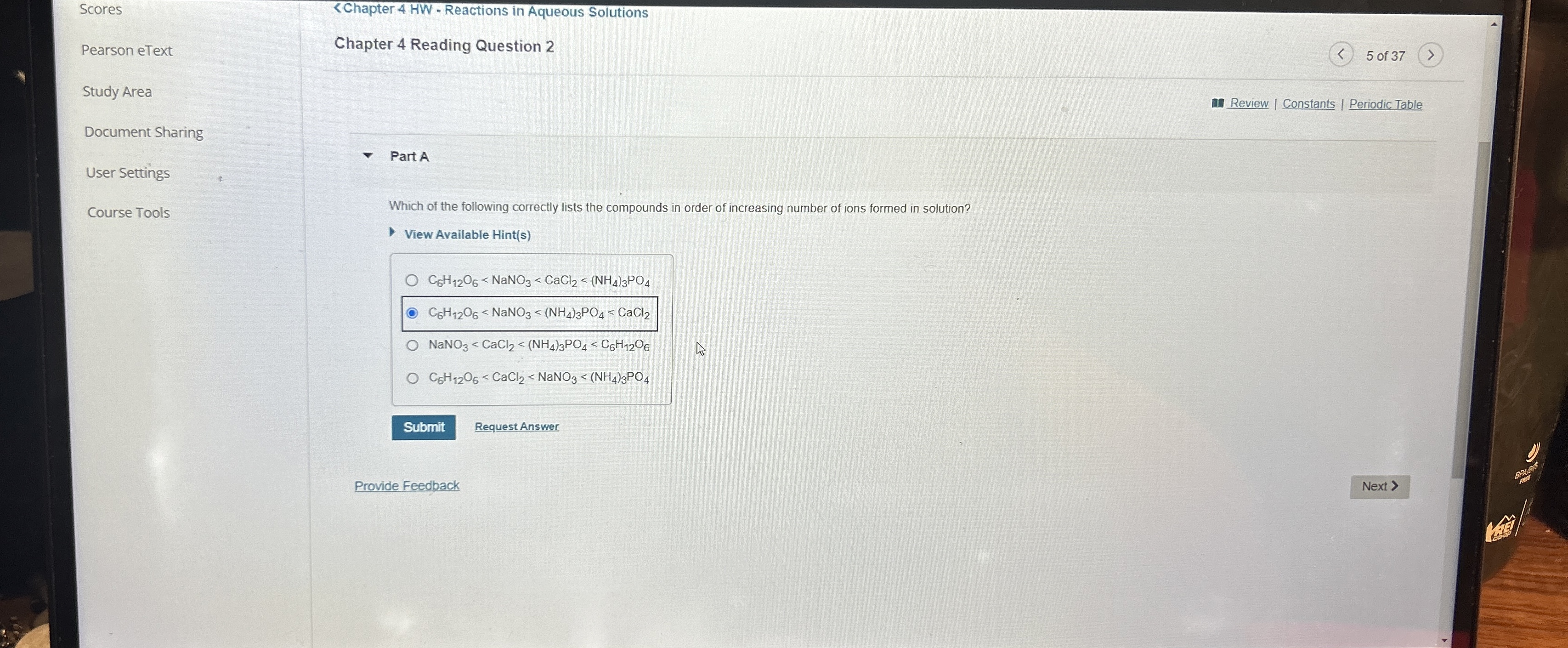 Solved PartAWhich of the following correctly lists the | Chegg.com