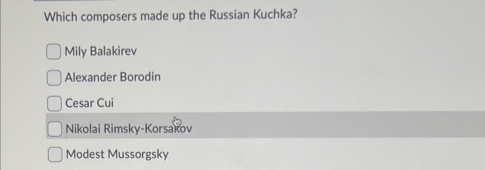Solved Which composers made up the Russian Kuchka?Mily | Chegg.com