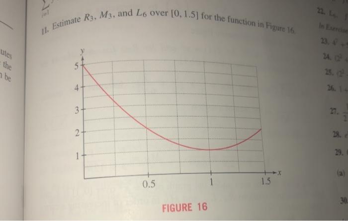 Solved 11. Estimate R3, M3. and L6 over [0, 1.5] for the | Chegg.com