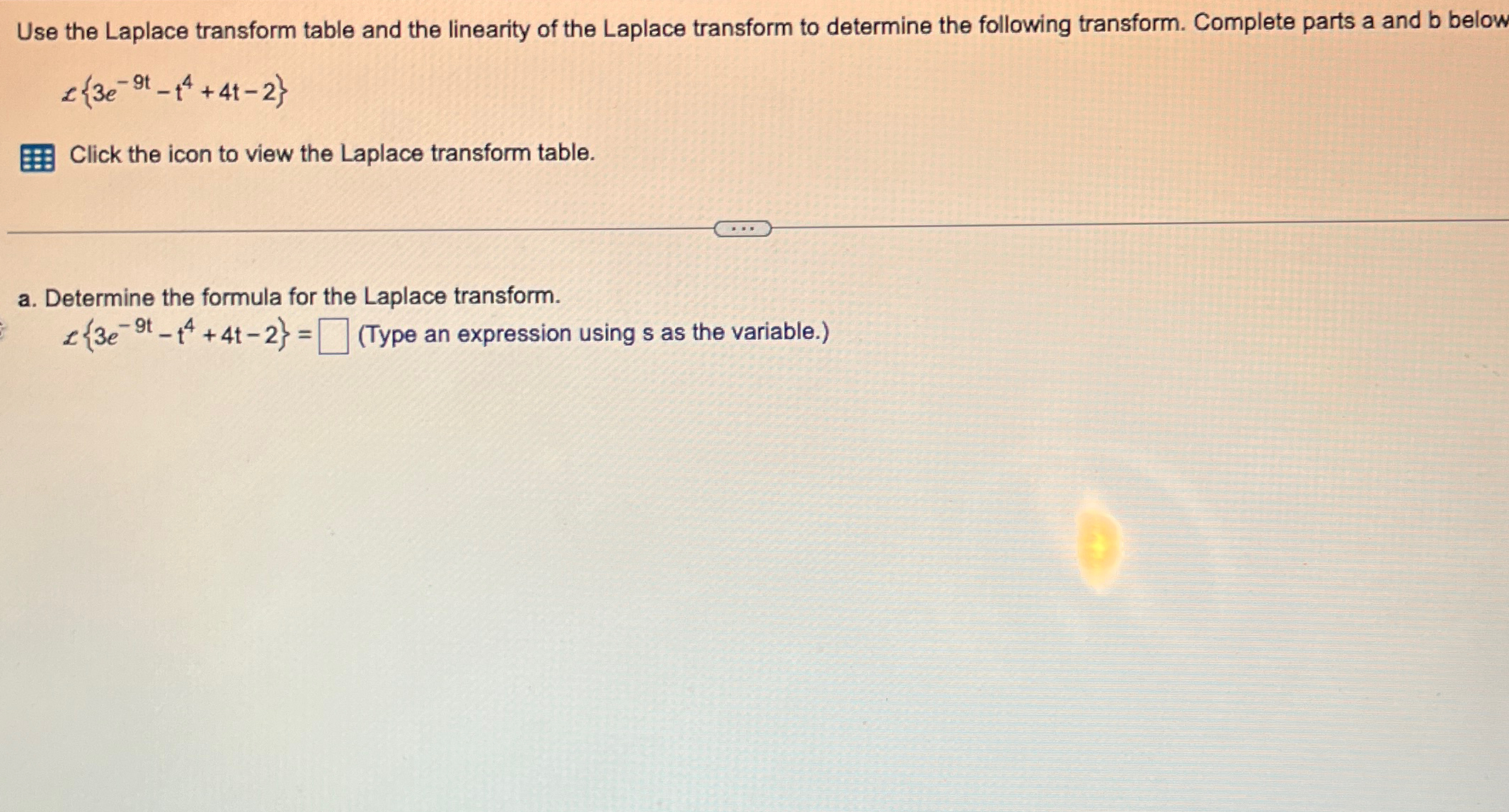 Solved Use the Laplace transform table and the linearity of | Chegg.com
