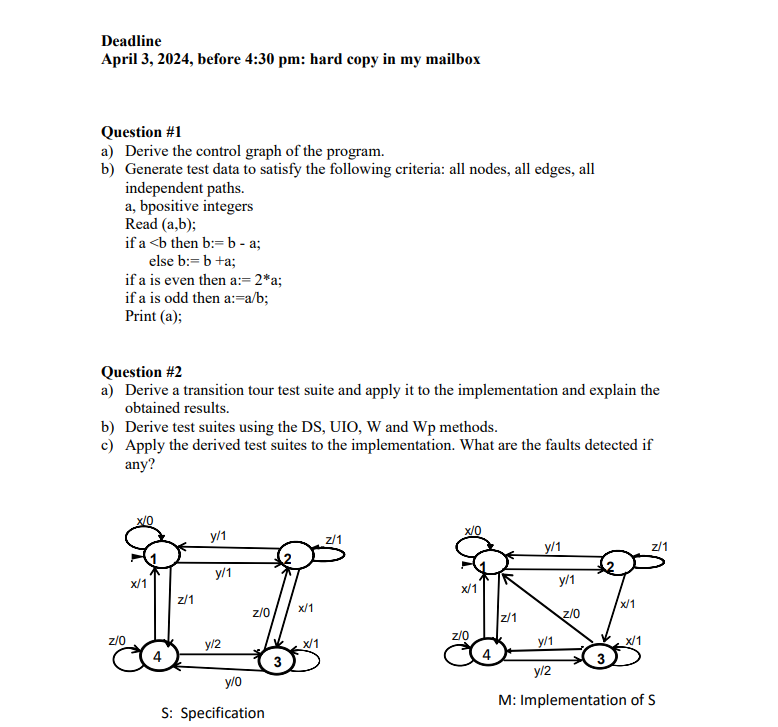 Solved Question #1a) ﻿Derive the control graph of the | Chegg.com